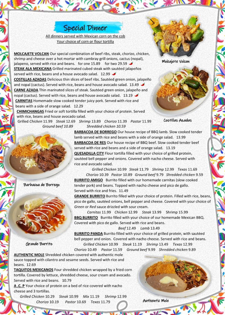Menu – LA CHIQUITA