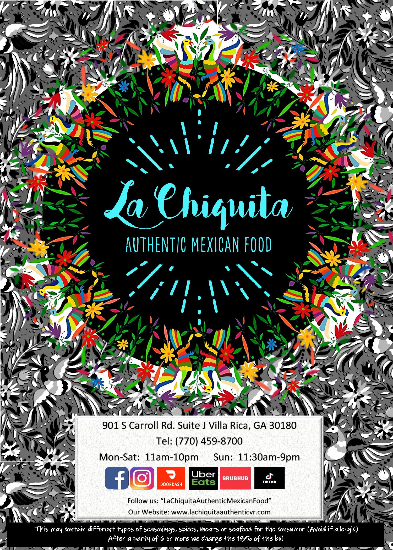 Menu – LA CHIQUITA