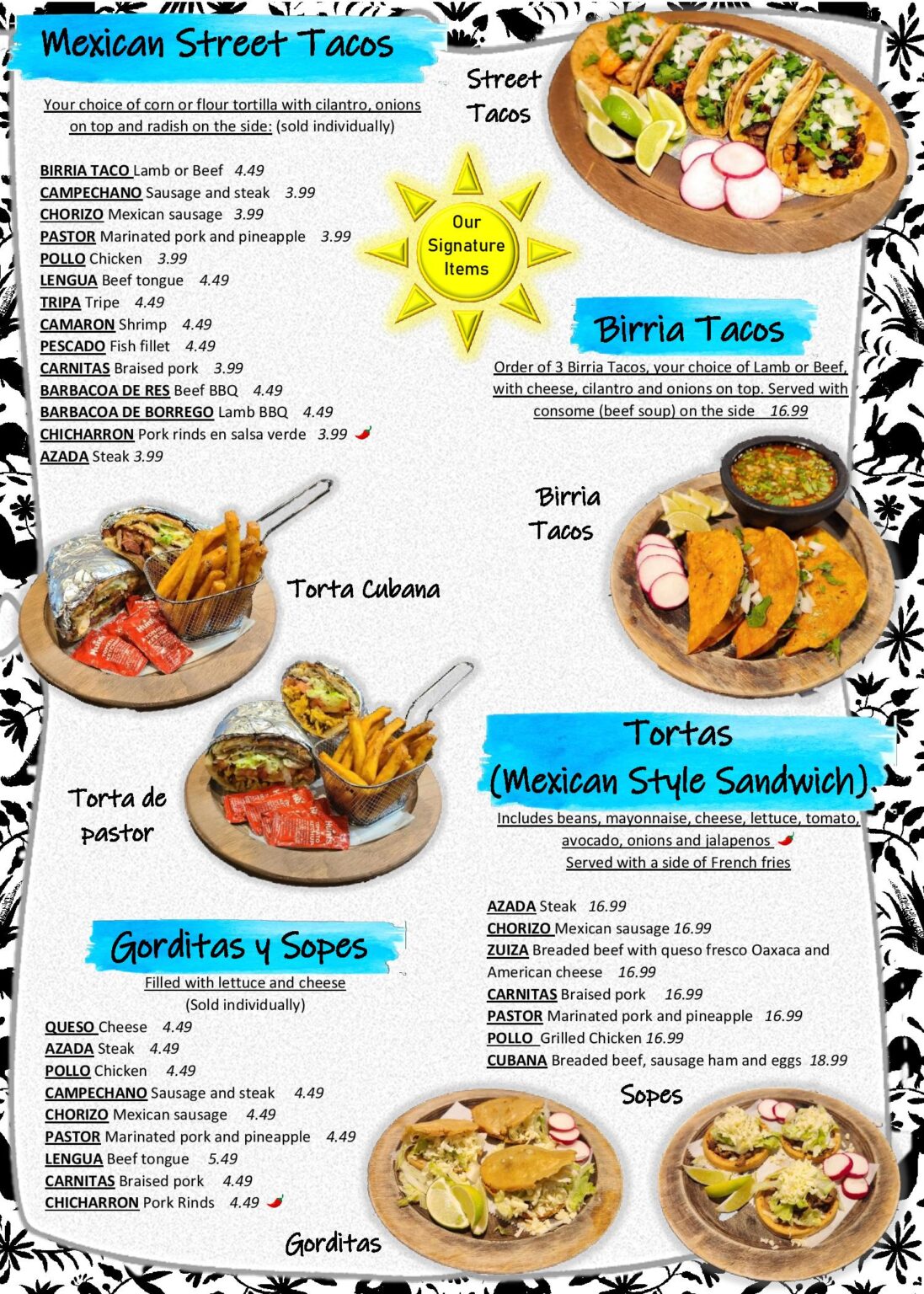 Menu – LA CHIQUITA